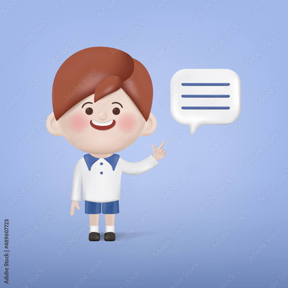 3d cartoon boy student character answer the question. Stock Vector ...