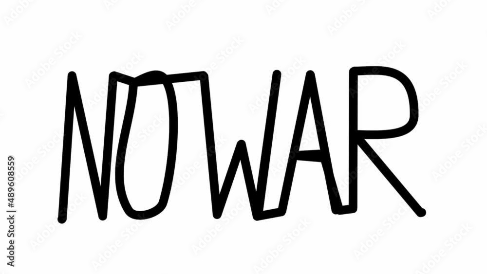 Self drawing line animation with text no war. Lettering. Continuous ...