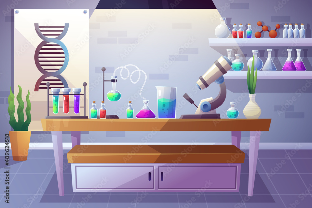 Gradient Realistic Science Laboratory Background, interior of workplace ...
