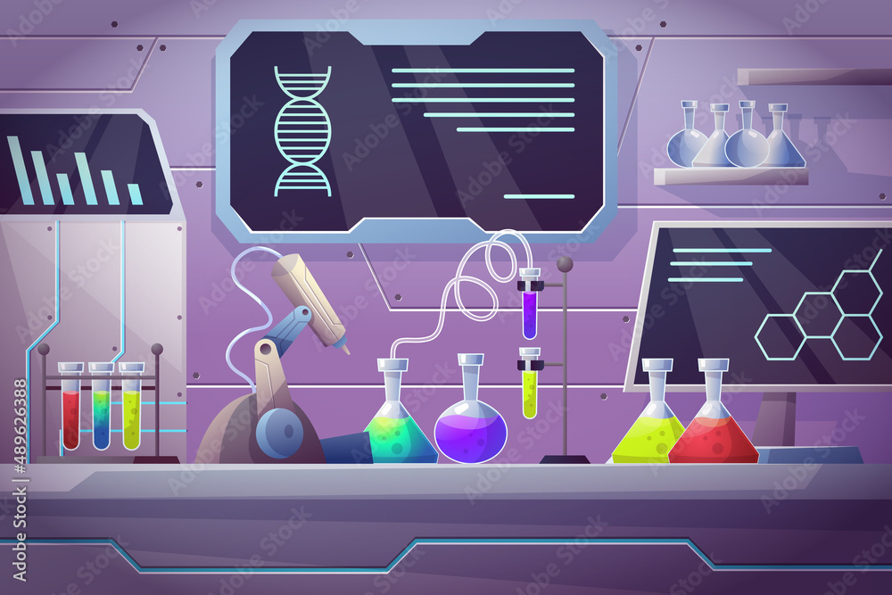 Gradient Realistic Science Laboratory Background, interior of workplace ...