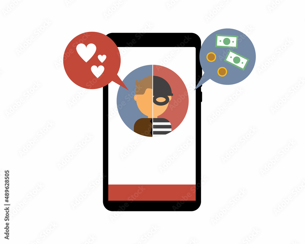 Romance scam or love scammer with criminal have a fake online identity ...
