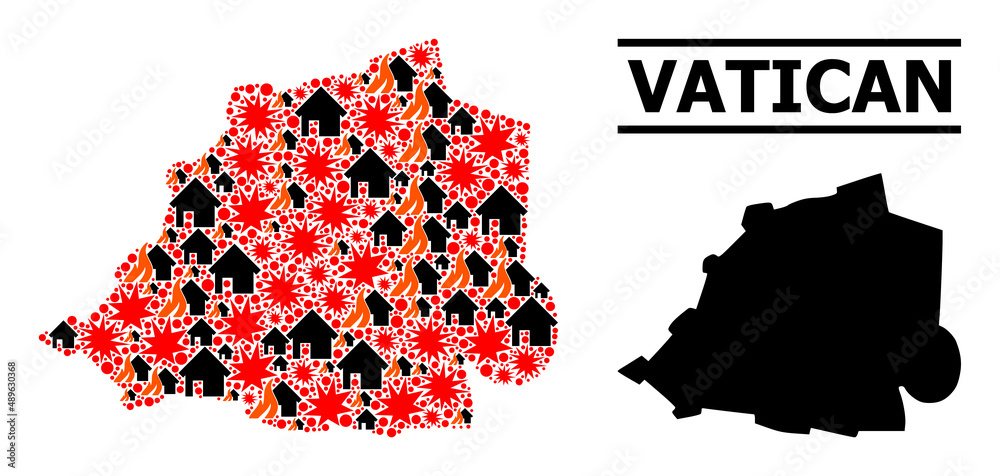 War collage vector map of Vatican. Geographic collage map of Vatican is ...