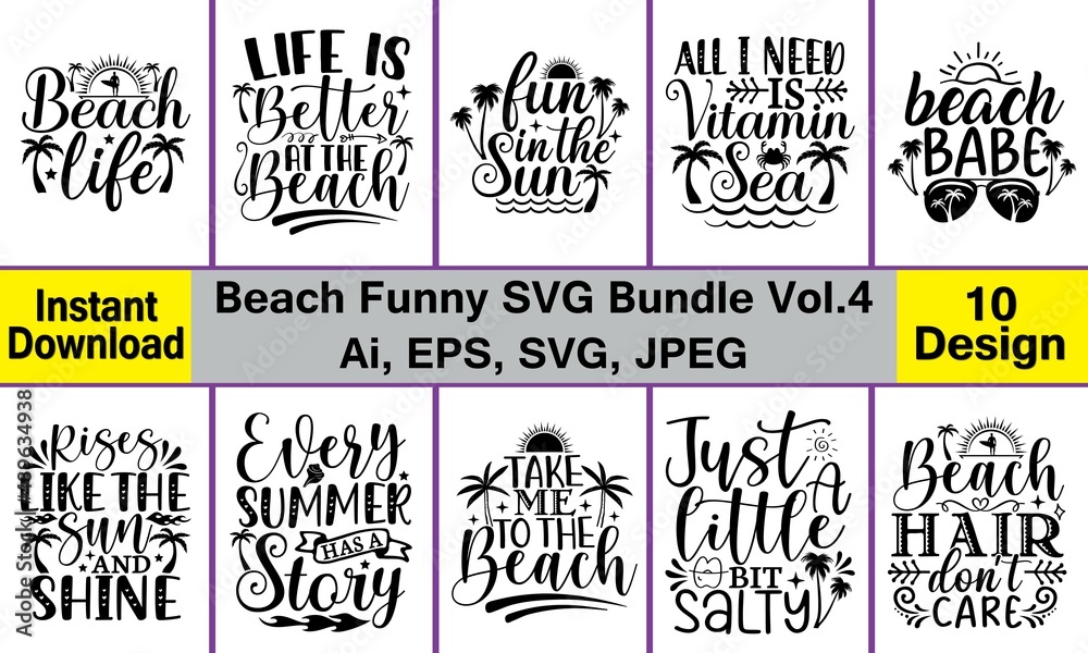 Beach Funny SVG Bundle,beach, beach svg, beach vector, beach png ...