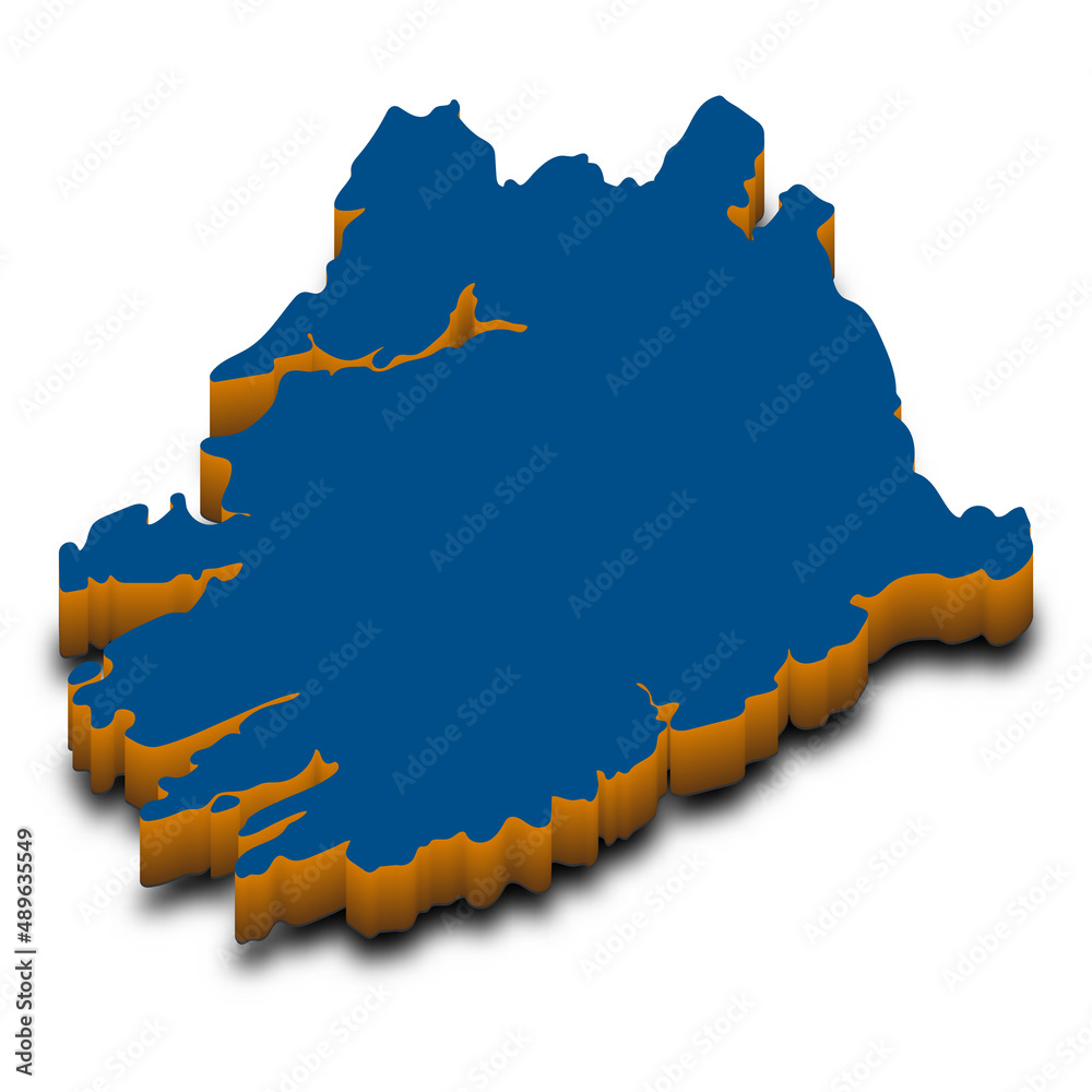 Munster 3D map. Province of Ireland. Detailed 3d map with dropped ...