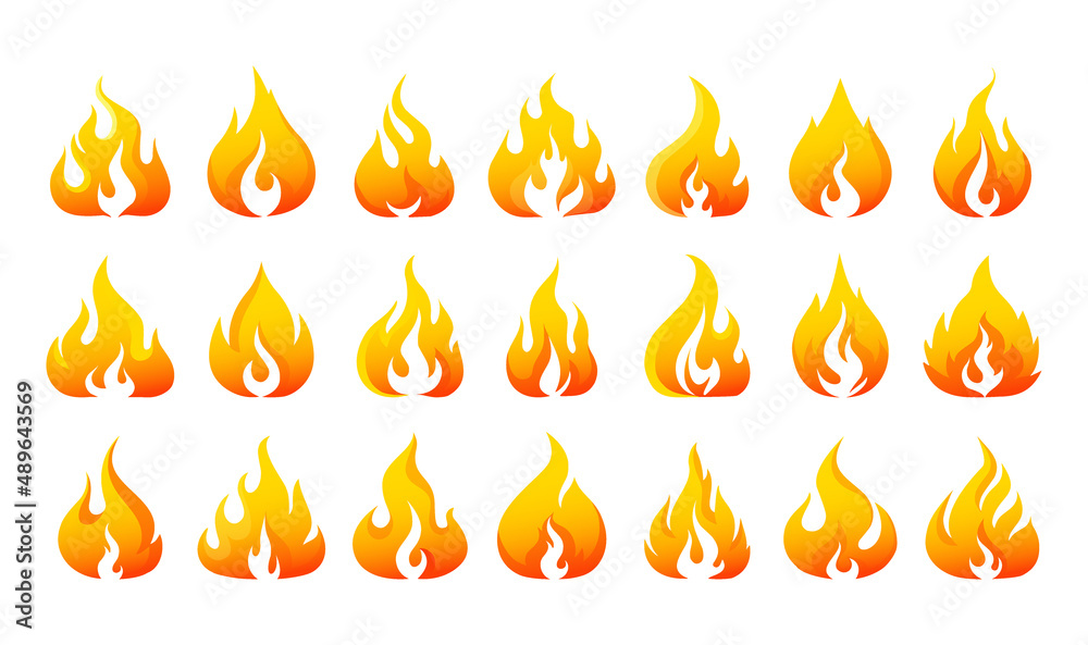 Fire logo. Colorful red and orange burning flame. Hot temperature and ...