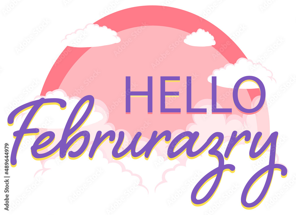 Hellow february font design in purple Stock Vector | Adobe Stock