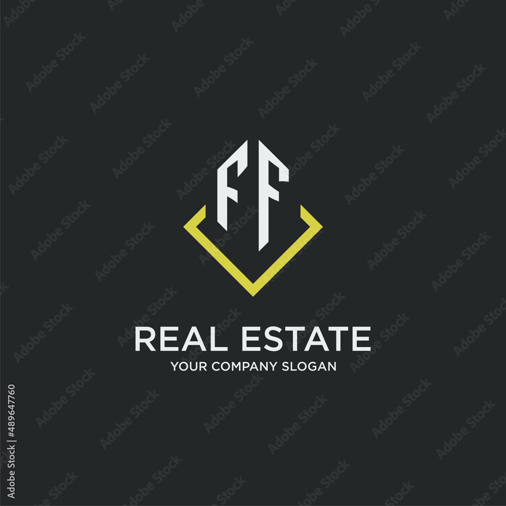 FF initial monogram logo for real estate with polygon style Stock ...