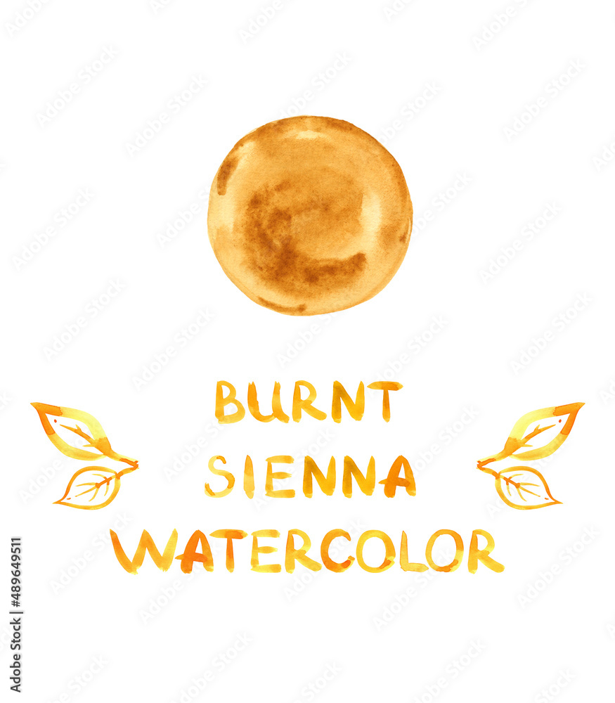 Burnt sienna circle ball background Watercolor hand-draw close-up ...