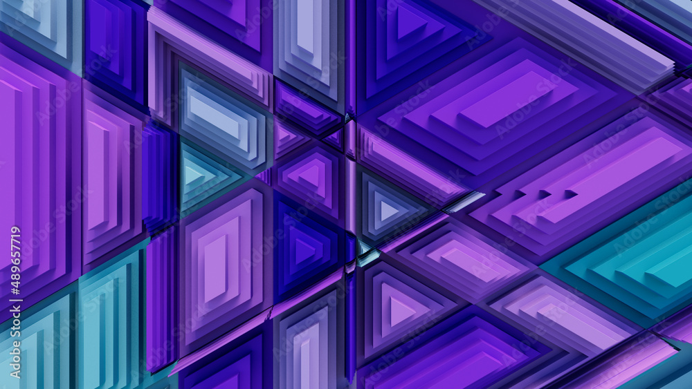 Purple and Turquoise Tech Background with a Geometric 3D Structure ...