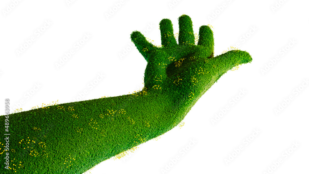 Hand cover by grass, mother nature concept. Hand reaching. empty, arm ...