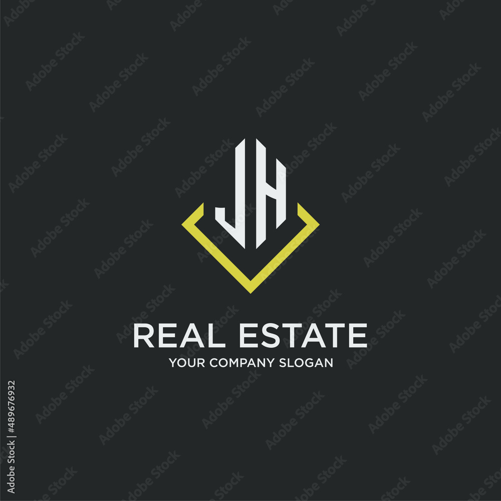JH initial monogram logo for real estate with polygon style Stock ...
