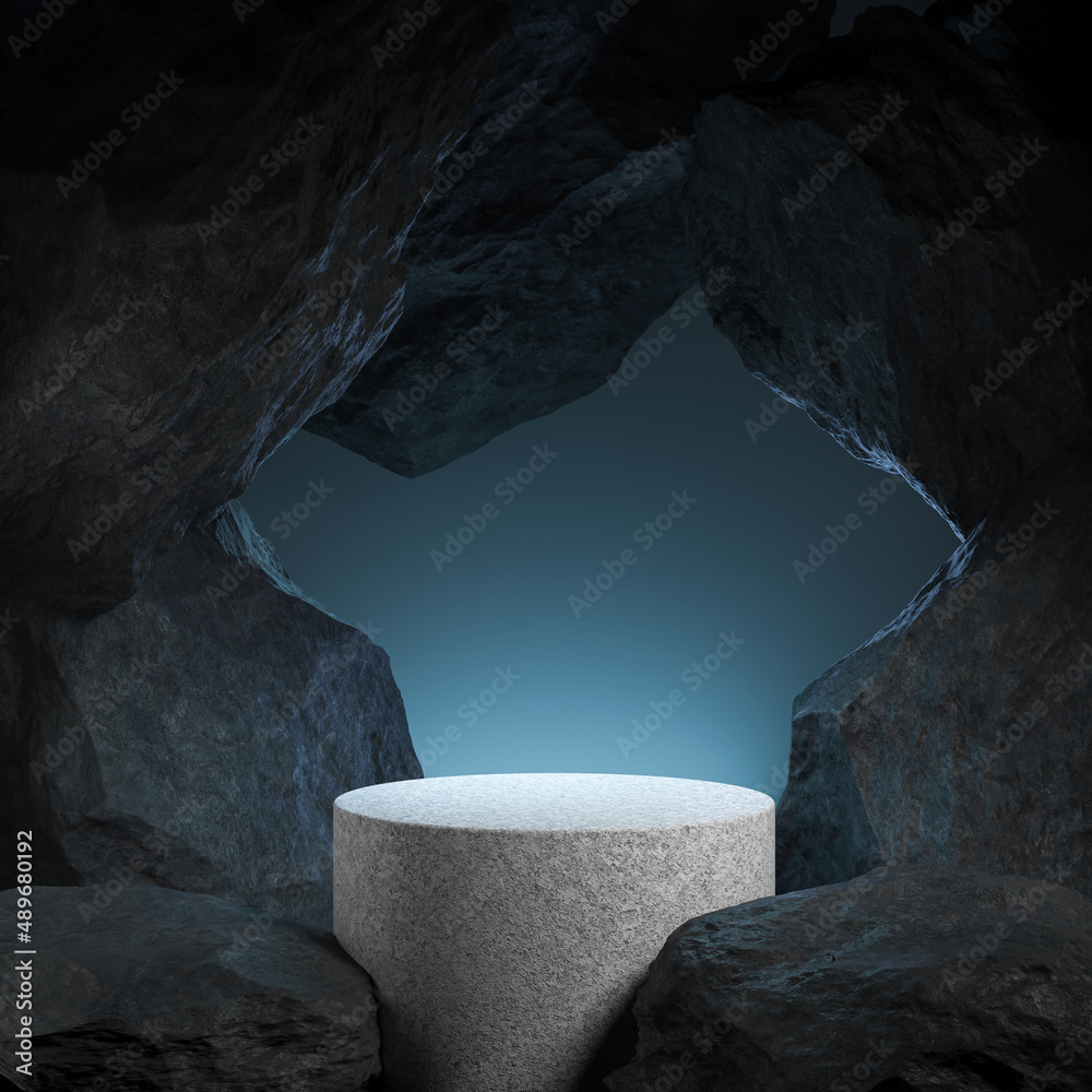 Black geometric Stone and Rock shape background, minimalist mockup for ...