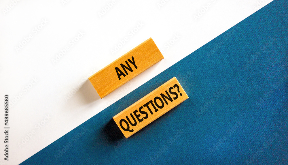 Any questions symbol. Concept words Any questions on wooden blocks on a ...