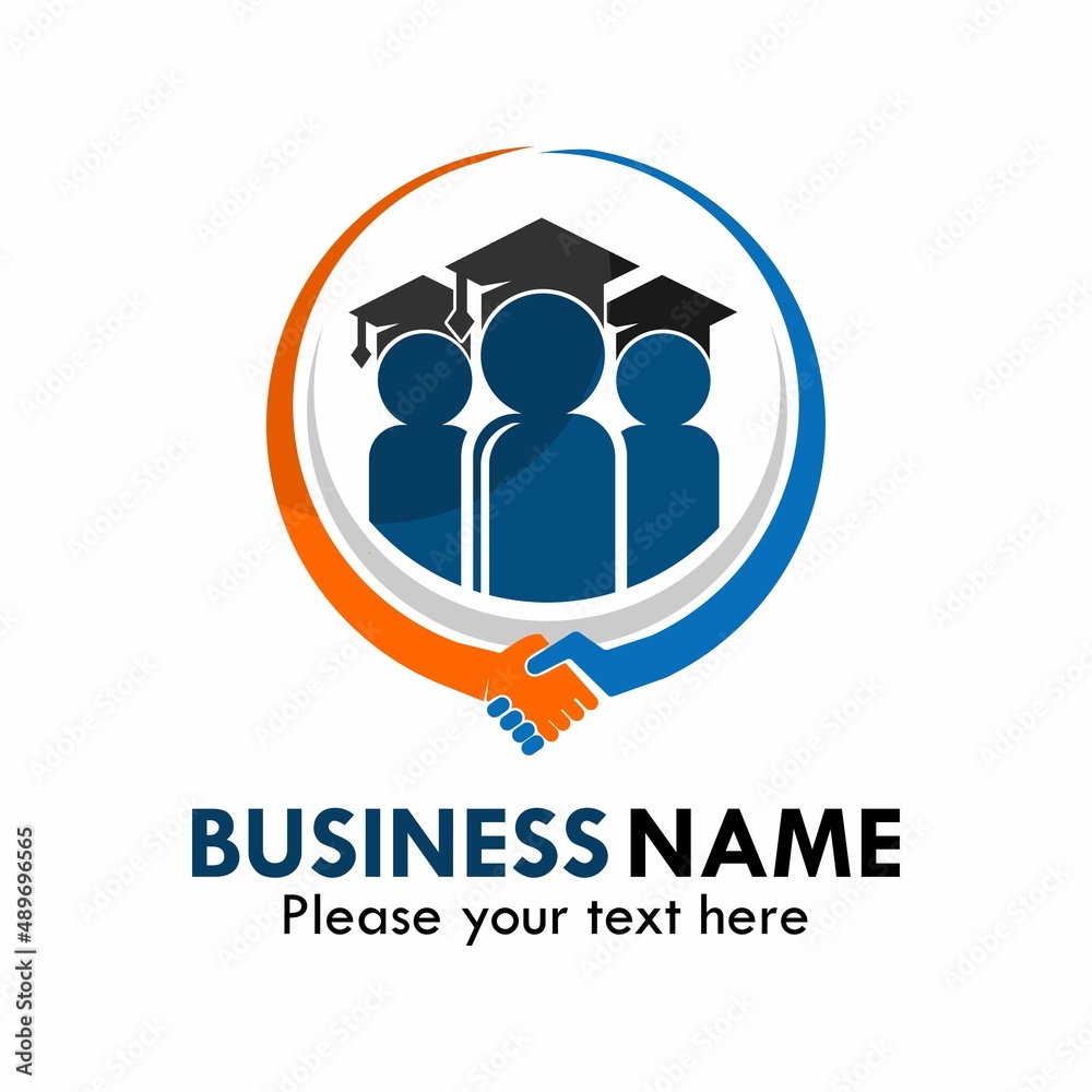 college student with handshake logo template illustration Stock Vector ...