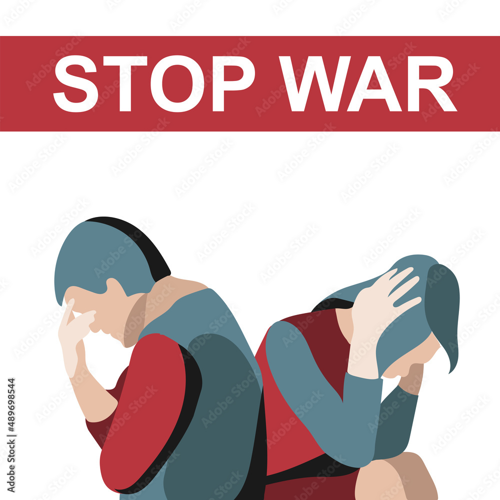 Vector illustration stop war, poster and background, people flat design ...
