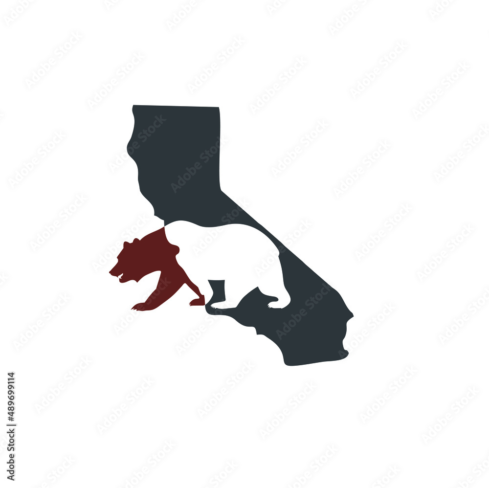 california map and bear icon, vector art. Stock Vector | Adobe Stock