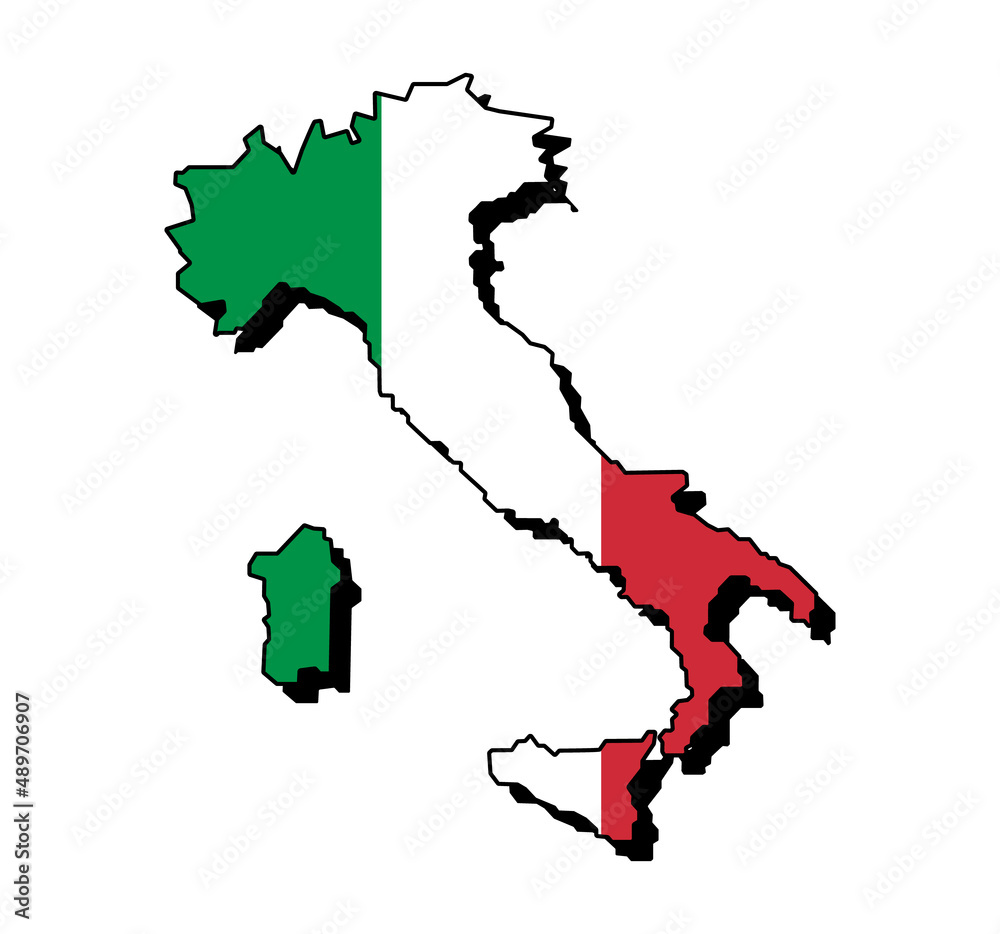 Italy Map Vector Illustration. Map of Italy with Italian Flag Stock ...