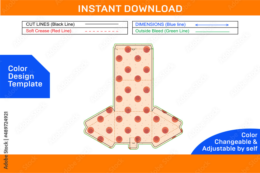 Gift Triangle box dieline template and 3D box design Color Design ...