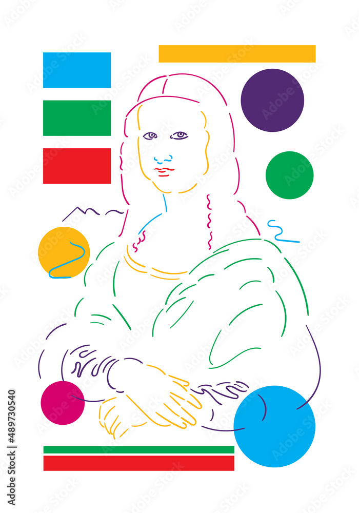 vector illustration of mona lisa, line art Stock Vector | Adobe Stock