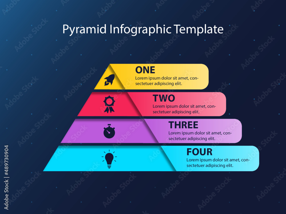 4-layer pyramid chart for business presentation or website.. Dark ...