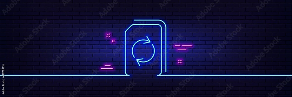 Neon light glow effect. Update Document line icon. Refresh Information ...