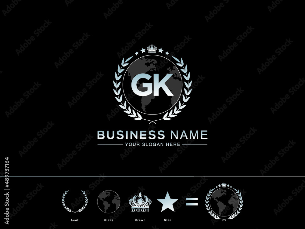 GK g&k Letter Logo, Abstract Initial gk Logo Image and circle Leaf ...