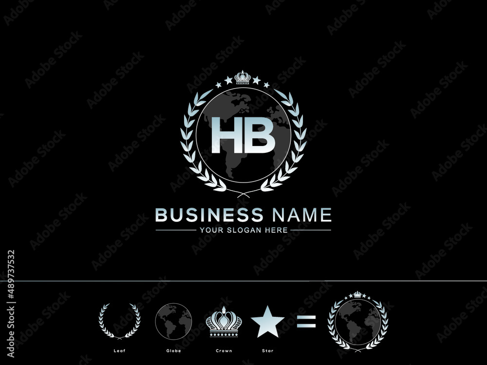 Simple HB Logo, Modern hb Letter Crown Logo Design Template Vector with ...