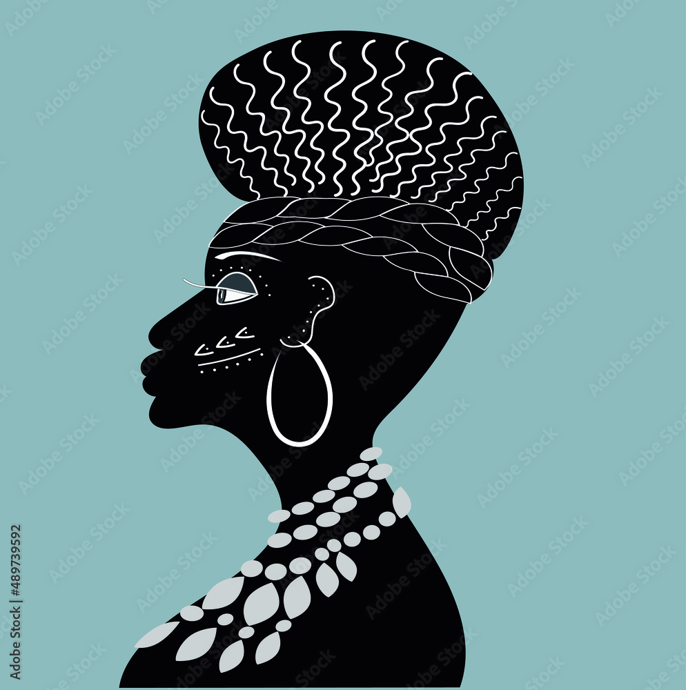 Black woman african american, african silhouette avatar. Man on the ...