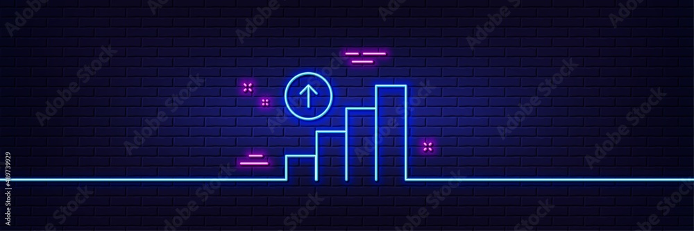 Neon light glow effect. Graph line icon. Column chart sign. Growth ...