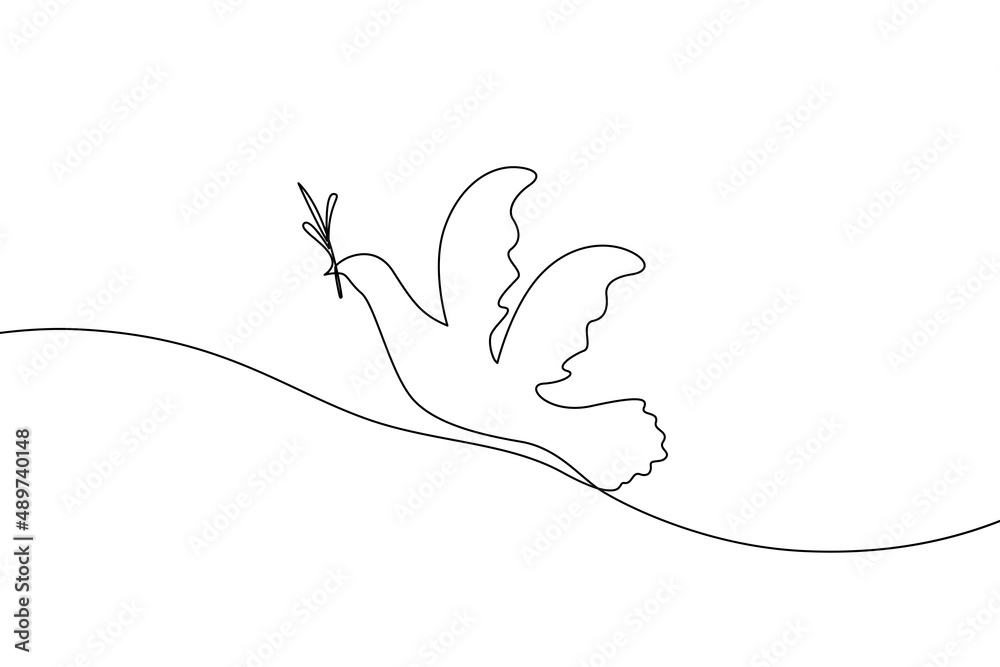 Pigeon drawing vector. Continuous single one line art style isolated on ...