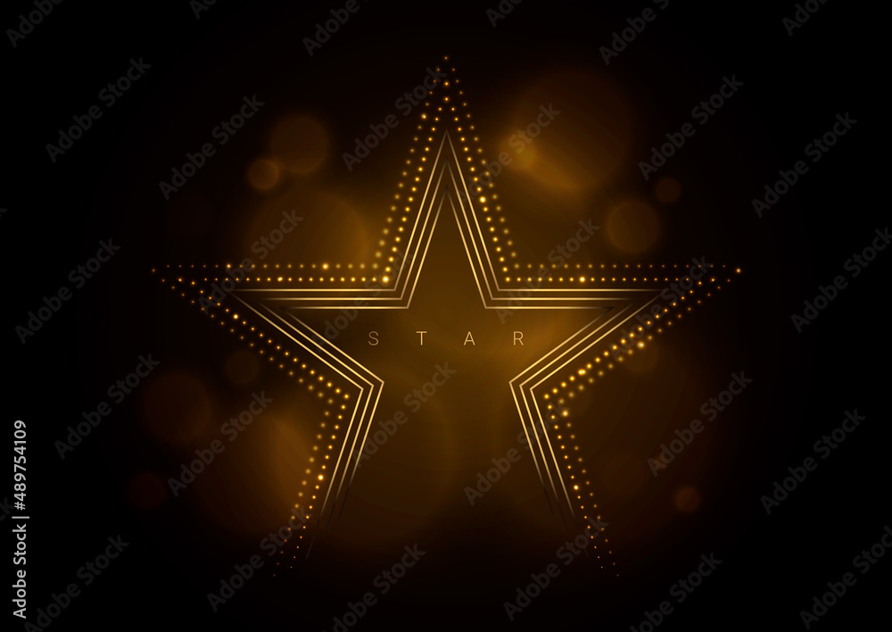 Glowing golden star, award template on black background. Stock Vector ...