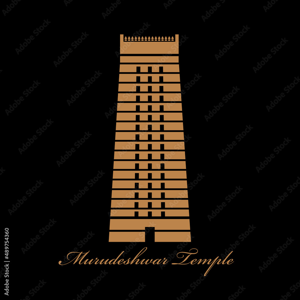 Murudeshwar temple Vector icon with text. Murudeshwar (Lord Shiva ...