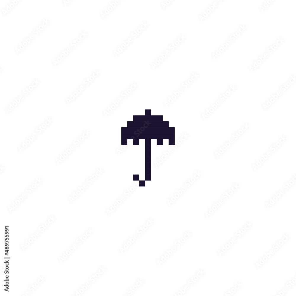 umbrella Icon Pixel Art isolated on white Background. pixel art. vector illustration. pixel ...