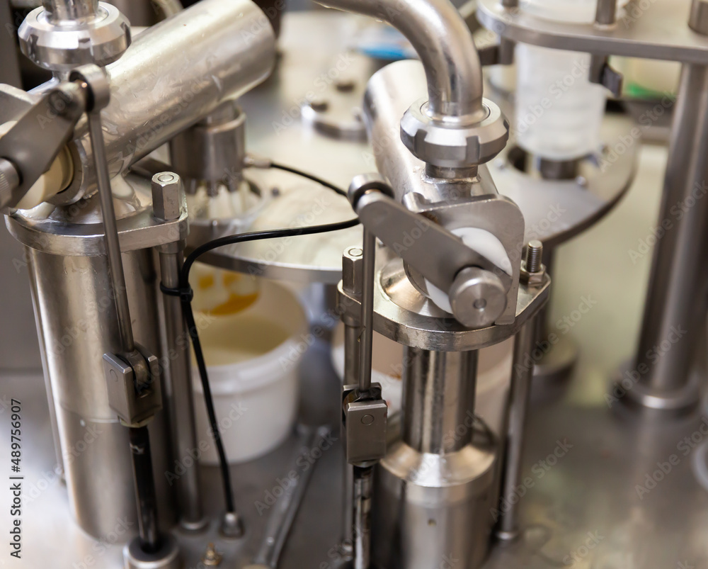 Process of work of automated milking line on modern dairy farm Stock ...