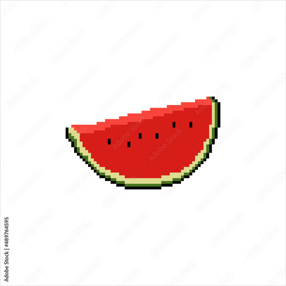 Pixel art with watermelon. Vector illustration on a white background ...