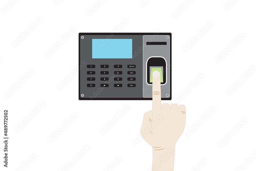 Finger print scan isolated on white background, Scanning a finger Stock ...