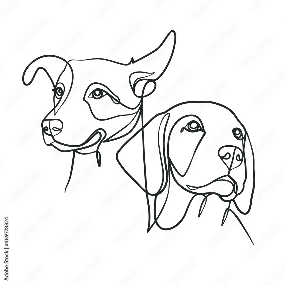 Continuous one line drawing of a dog. Dog one line drawing minimalist ...