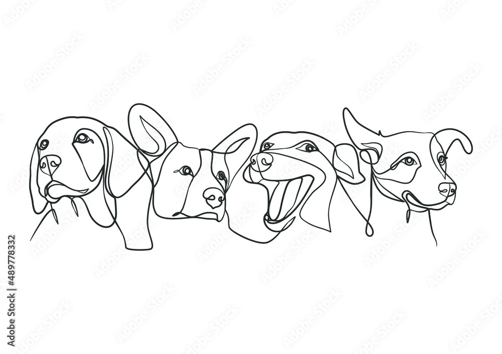 Continuous one line drawing of a dog. Dog one line drawing minimalist ...