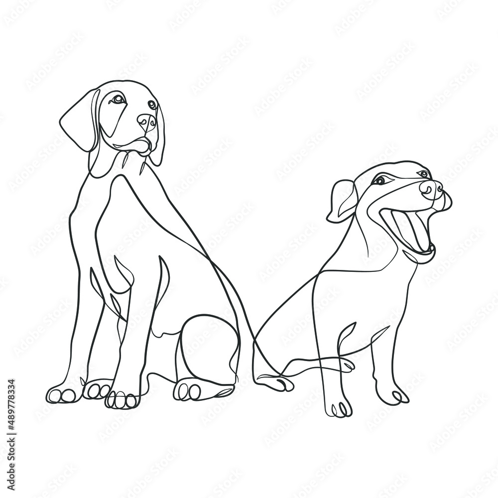 Continuous one line drawing of a dog. Dog one line drawing minimalist ...