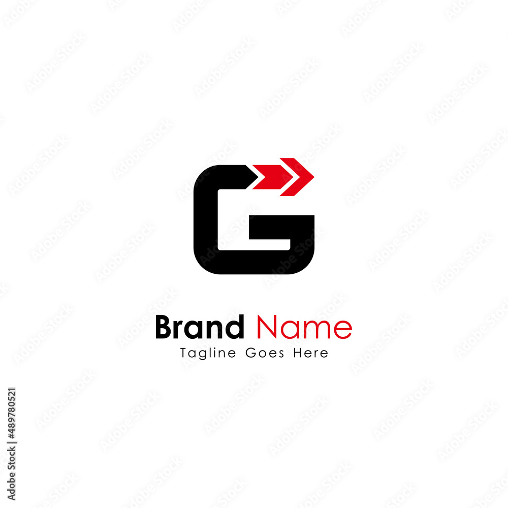 Modern Letter G Logo Design with Red Arrow Isolated on White Background ...