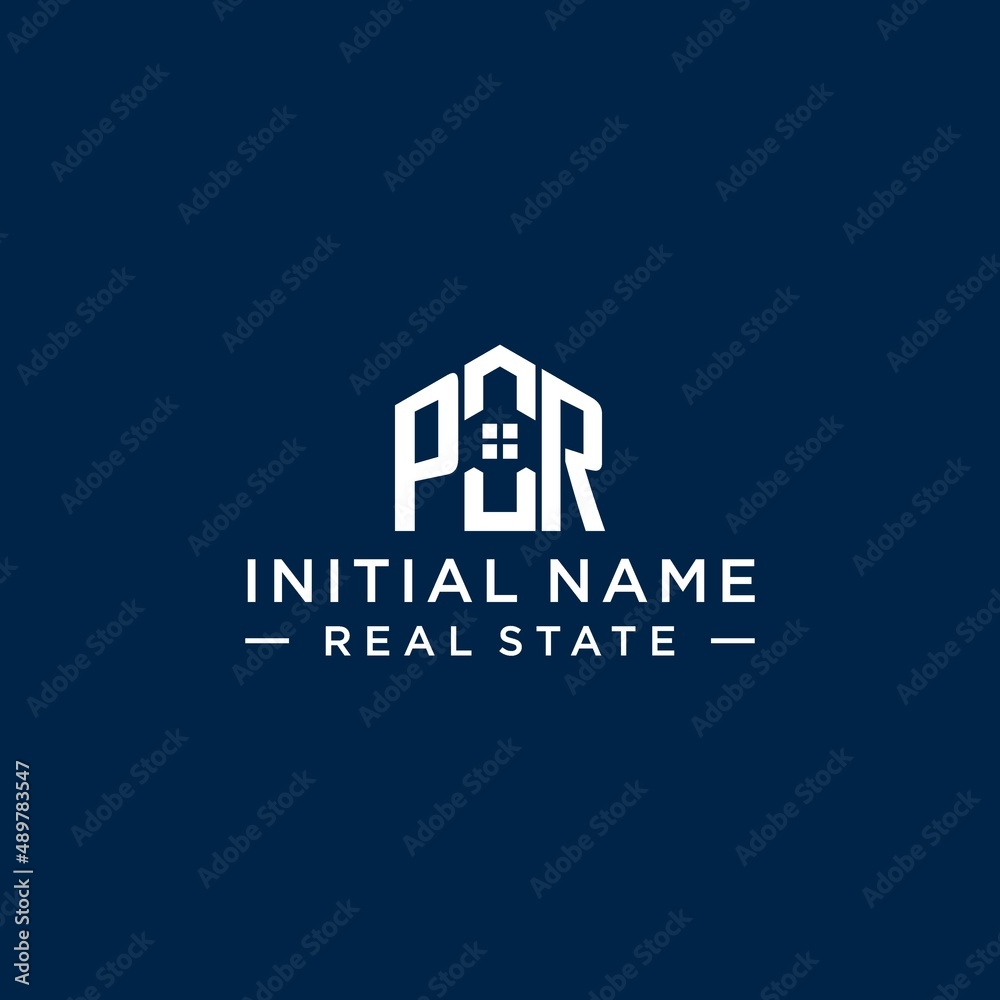 Initial letter PR monogram logo with abstract house shape, simple and ...
