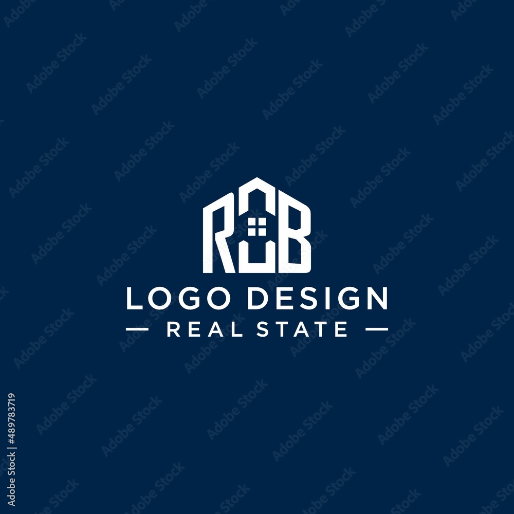 Initial letter RB monogram logo with abstract house shape, simple and ...