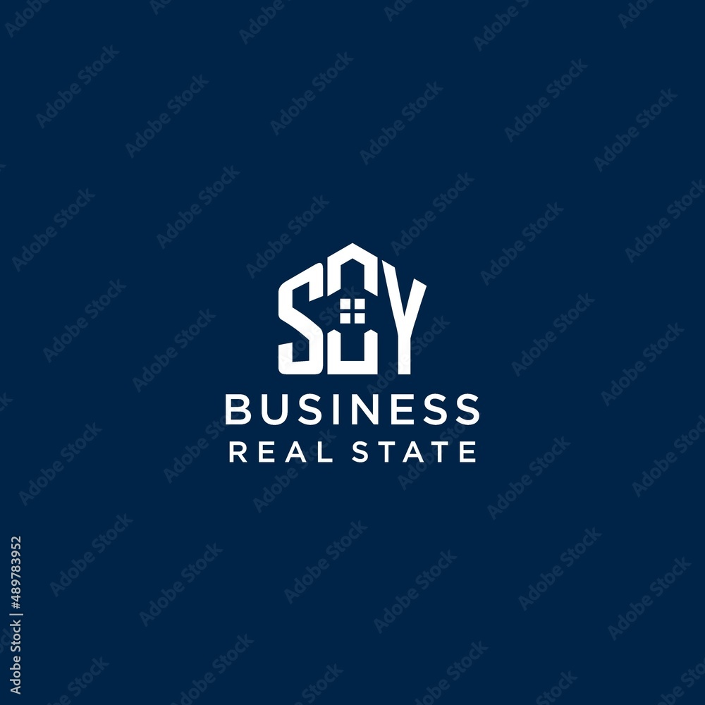 Initial letter SY monogram logo with abstract house shape, simple and ...