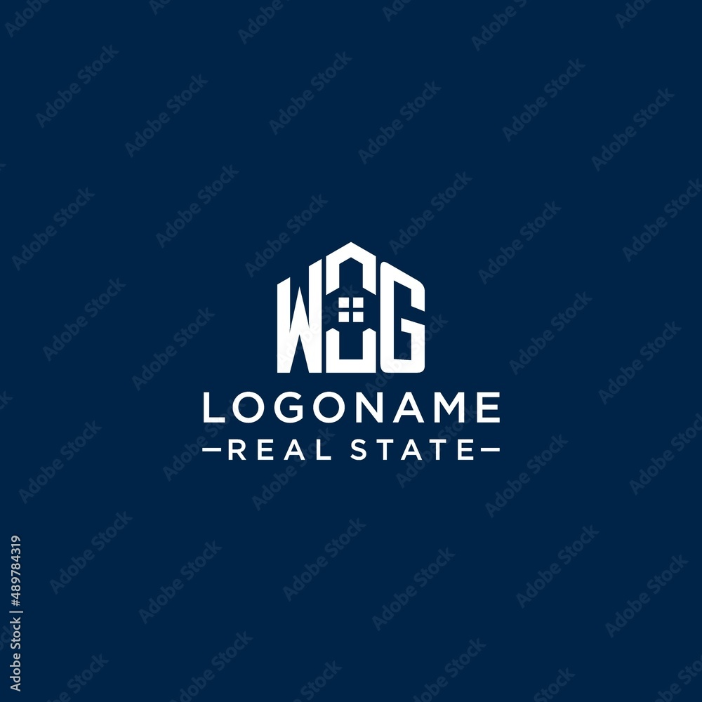 Initial letter WG monogram logo with abstract house shape, simple and ...