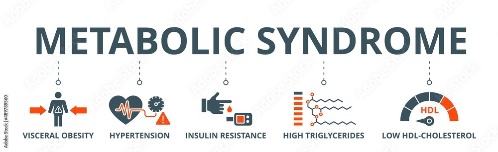 Symptoms of Metabolic Syndrome banner web icon vector illustration ...