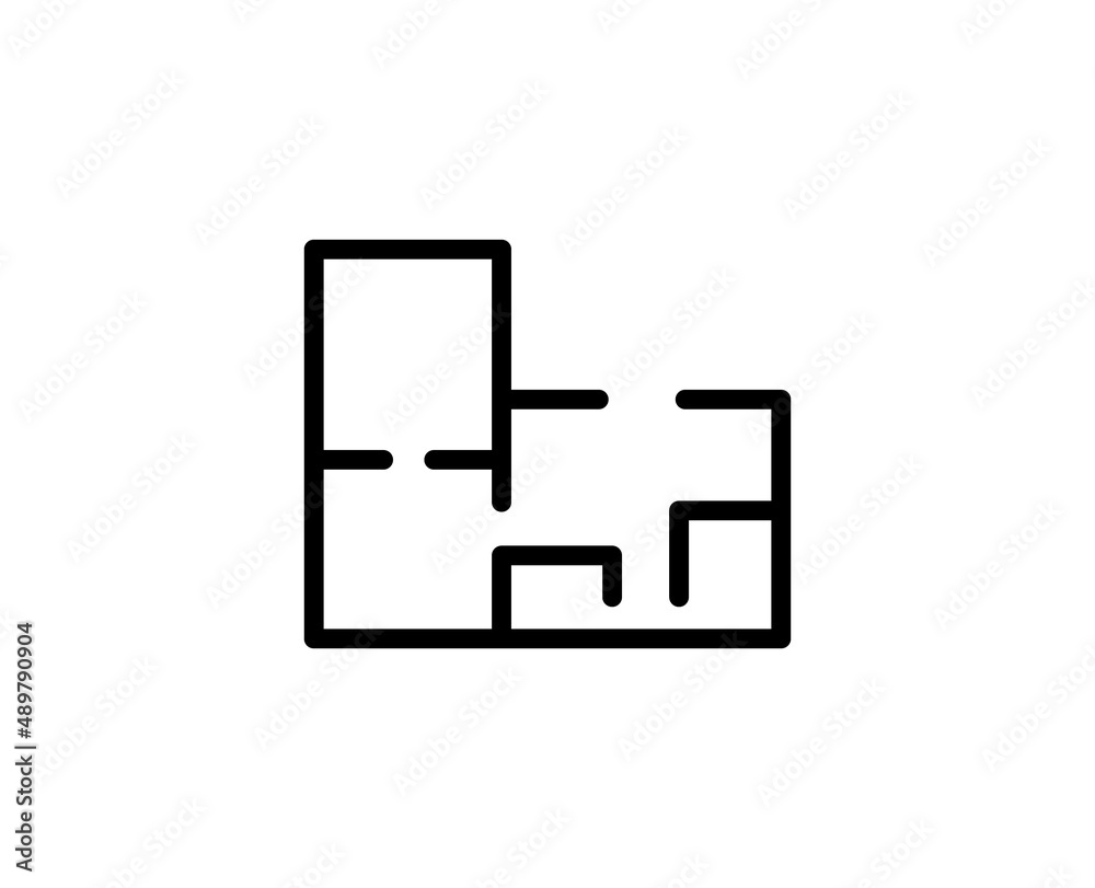 Line floor plan icon isolated on white background. Outline symbol for ...