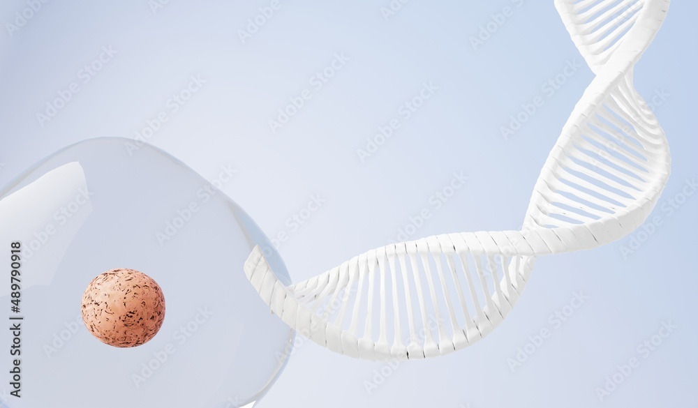 3d render Helix complementary strand of DNA of RNA. Sequences genetic ...