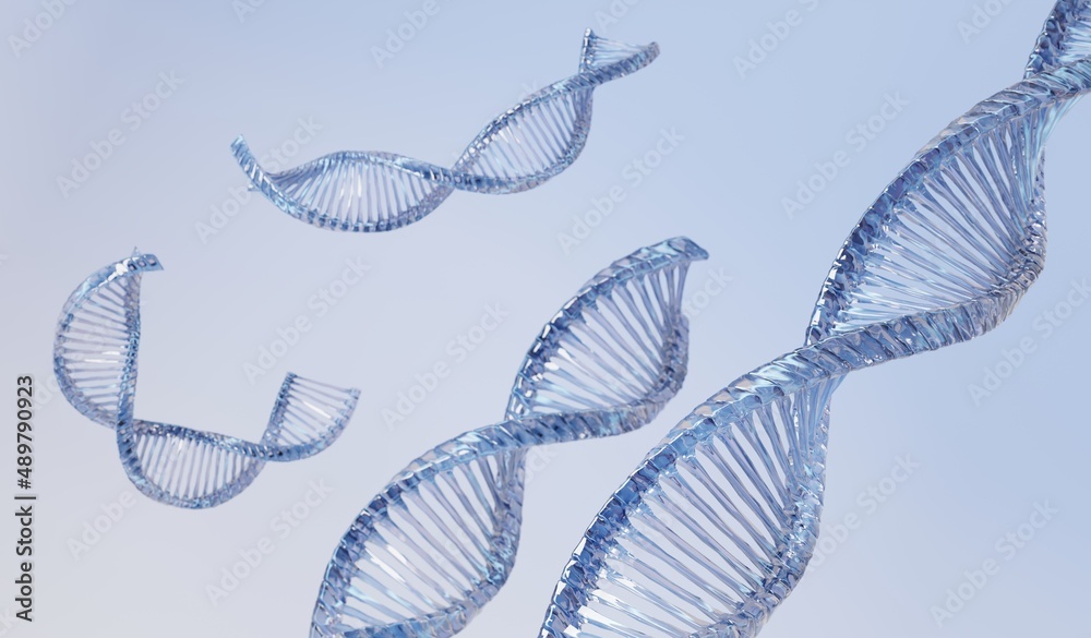 3d render Helix complementary strand of DNA of RNA. Sequences genetic ...