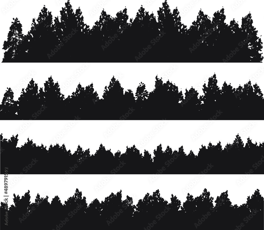 Forest tree silhouette set Stock Vector | Adobe Stock