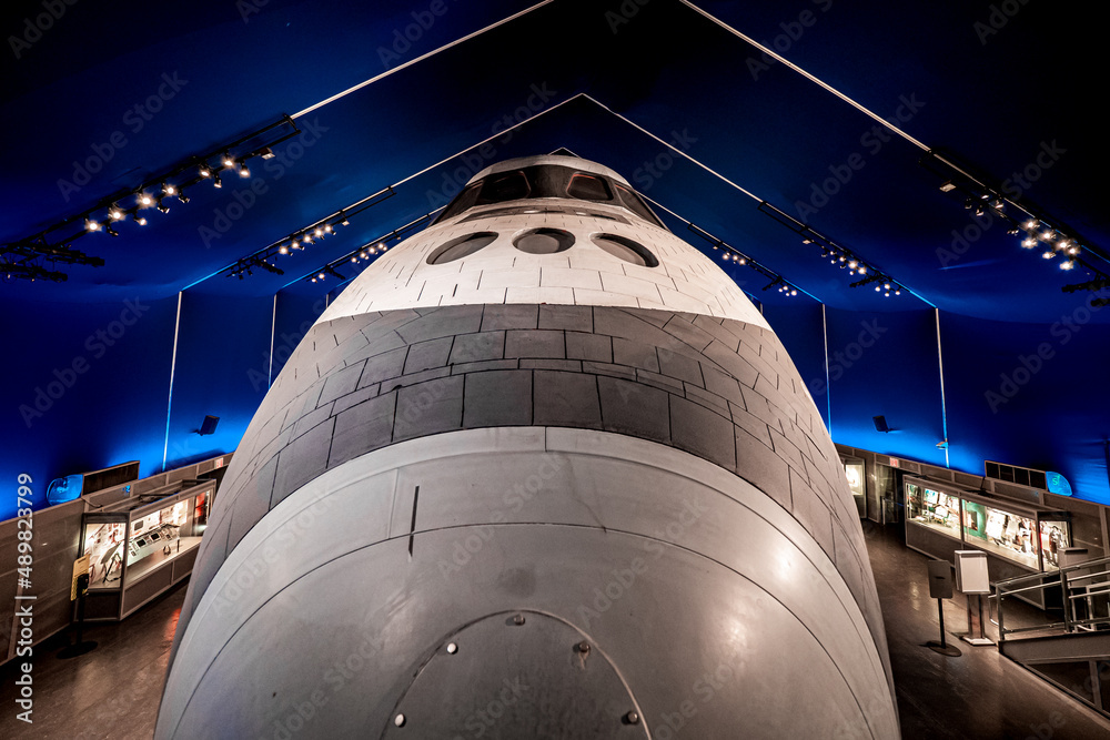 Frontal view of Space Shuttle Enterprise at the Shuttle Pavilion ...